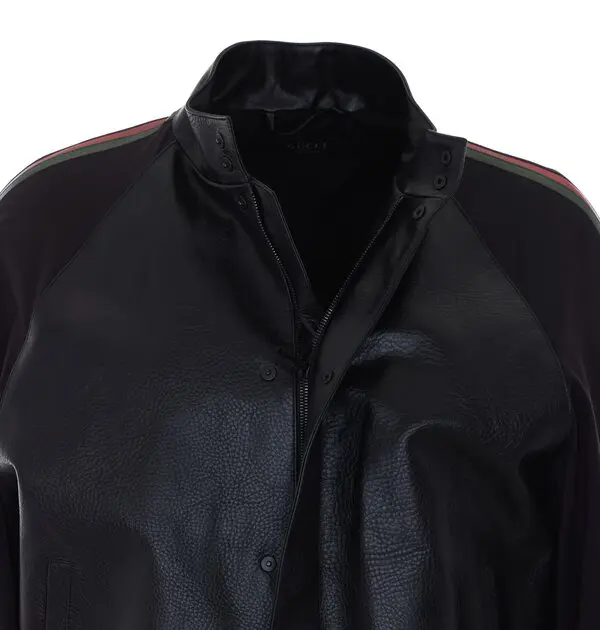 Gucci Grainy Leather Bomber Jacket