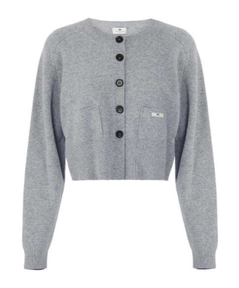 Elisabetta Franchi Raglan-sleeve Cropped Cardigan - Light Gray