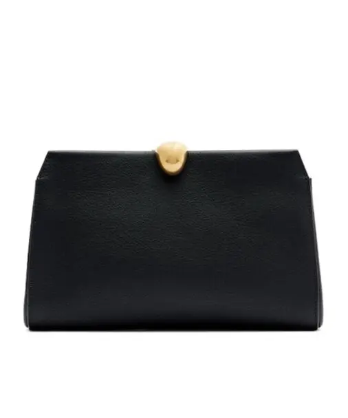 Nour Hammour Leather Clutch With Gold-tone Hardware