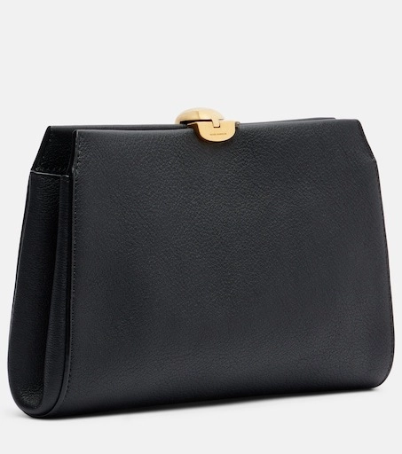 Nour Hammour Leather Clutch With Gold-tone Hardware