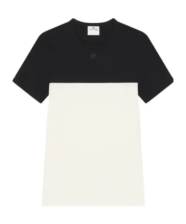 COURREGES Bicolour Logo-patch T-shirt - White/black