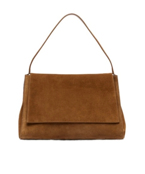 Nour Hammour Suede Shoulder Bag With Flap Closure