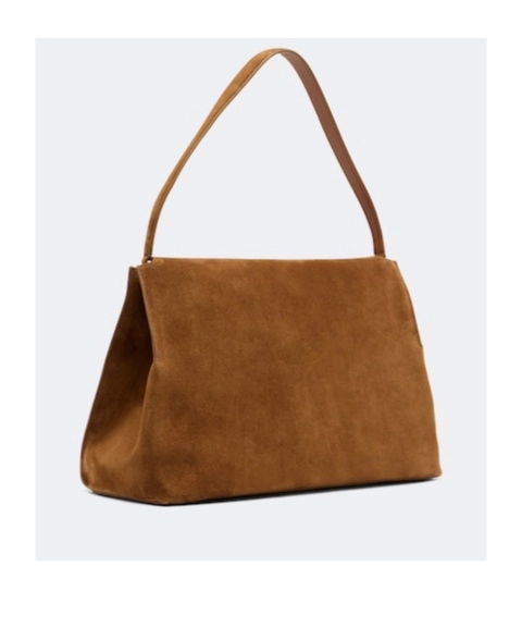 Nour Hammour Suede Shoulder Bag With Flap Closure