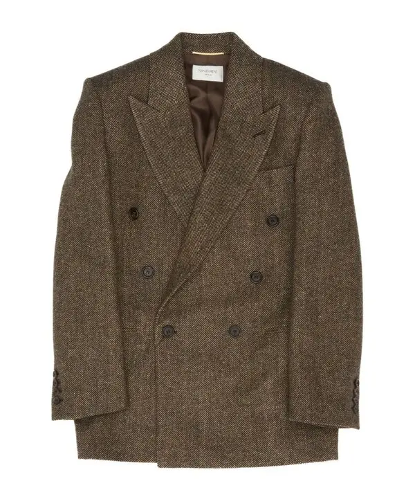 Saint Laurent Double-breasted Long-sleeved Jacket - Brown