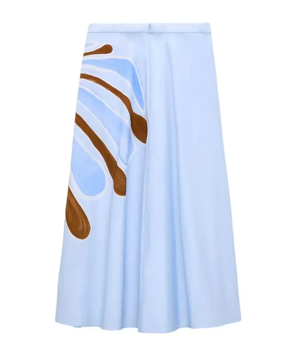 Dorothee Schumacher Floral Print Cotton Poplin Midi Skirt