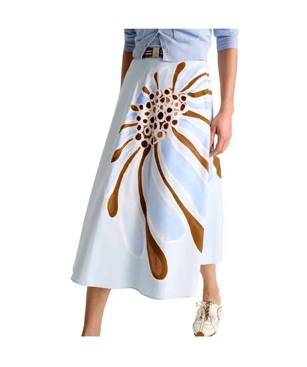 Dorothee Schumacher Floral Print Cotton Poplin Midi Skirt