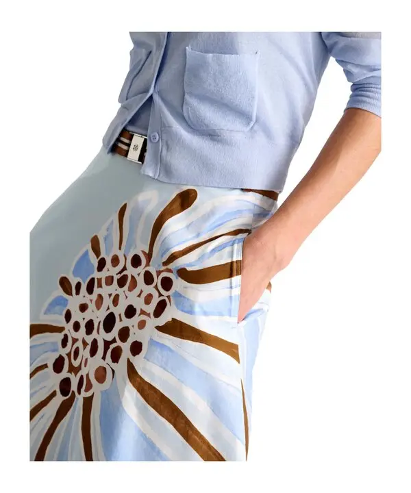 Dorothee Schumacher Floral Print Cotton Poplin Midi Skirt