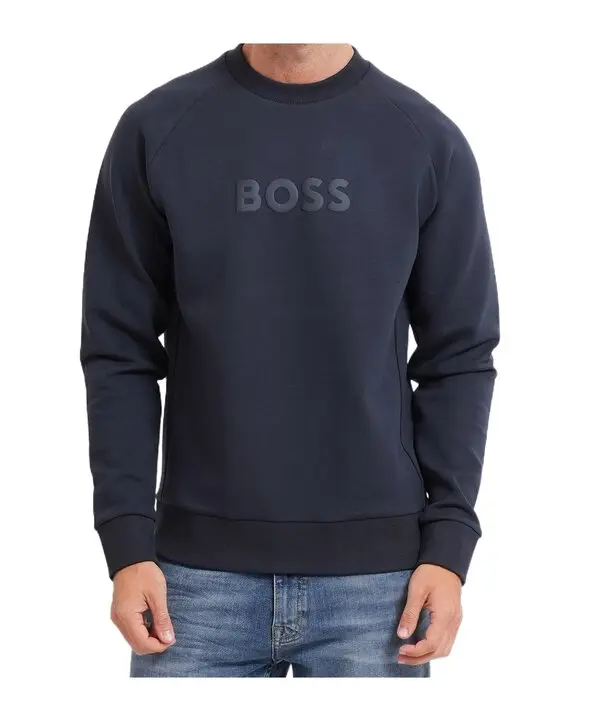Hugo Boss Long Sleeve Sweatshirt With Debossed Logo - Blue