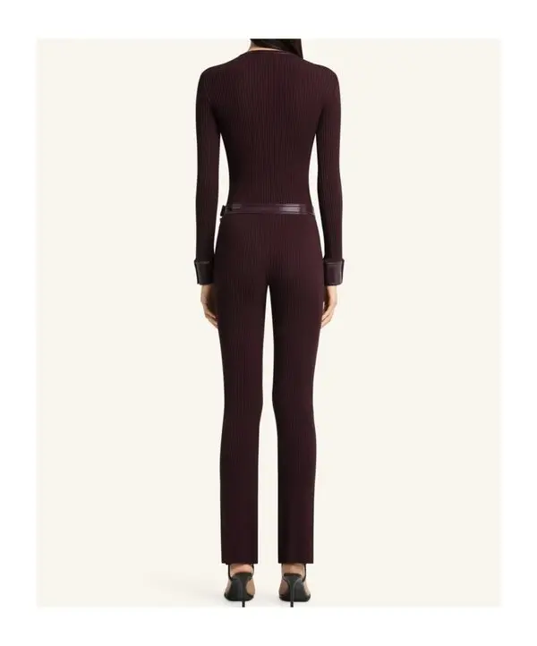 COURREGES Vinyl-trimmed Ribbed-knit Trousers