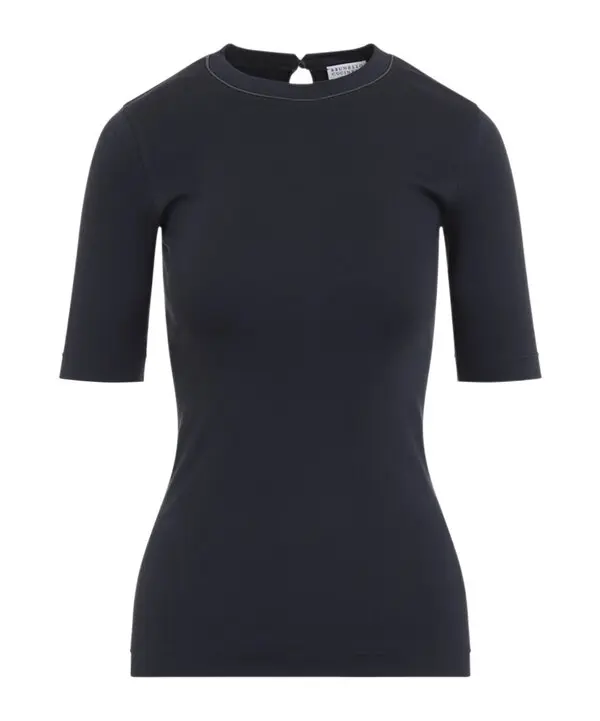 Brunello Cucinelli Monili Trim Short Sleeve T-shirt - Blue