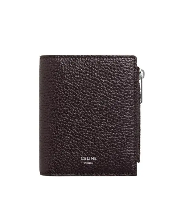 Celine Compact Wallet In Grained Calfskin