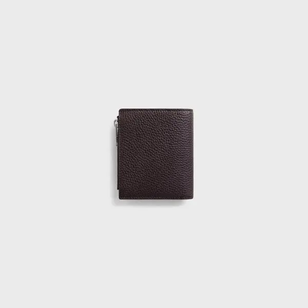 Celine Compact Wallet In Grained Calfskin