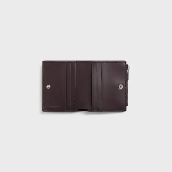 Celine Compact Wallet In Grained Calfskin