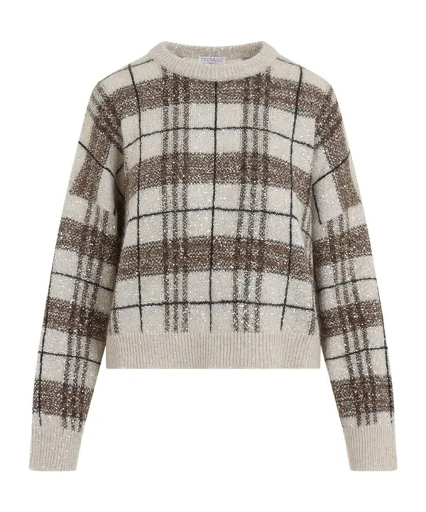 Brunello Cucinelli Long-sleeve Knit Top - Ivory/brown