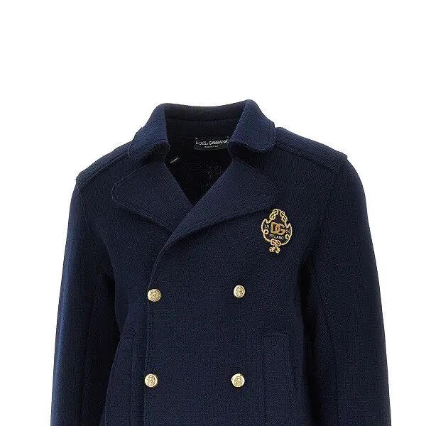 Dolce & Gabbana Crest Buttoned Coat - Blue