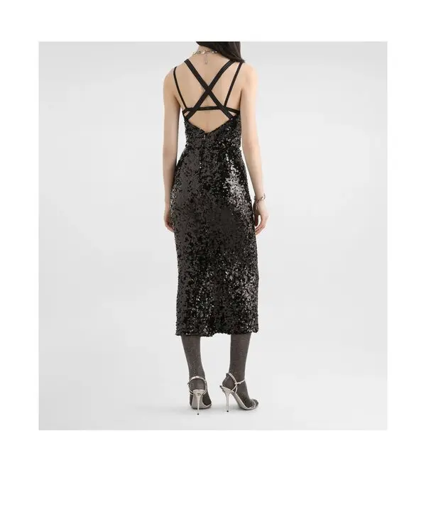 Dolce & Gabbana Sequinned V-neck Midi Gown