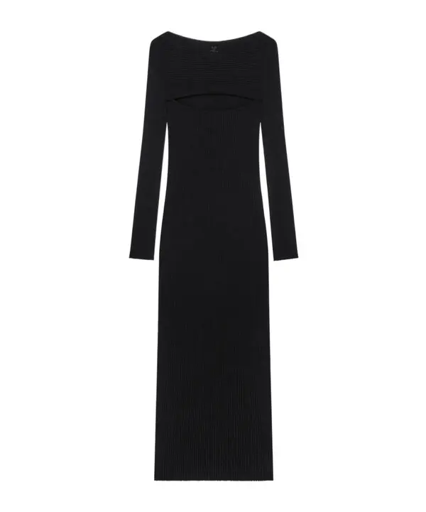 COURREGES Ribbed-knit Slash-detail Midi Dress