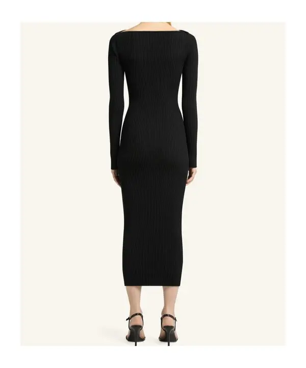 COURREGES Ribbed-knit Slash-detail Midi Dress
