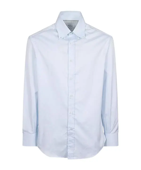Brunello Cucinelli Long-sleeved Shirt - Sky-blue