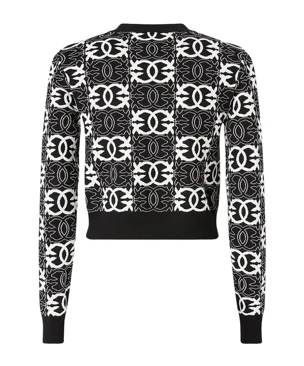 Pinko Long Sleeve Knit Top With All-over Logo Pattern