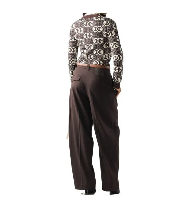 Pinko Long Sleeve Knit Top With All-over Logo Pattern