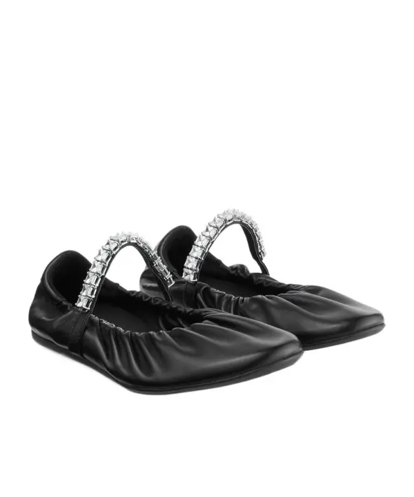 JIMMY CHOO Jade Crystal-embellished Ballet Flats - Black