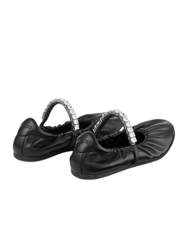 JIMMY CHOO Jade Crystal-embellished Ballet Flats - Black