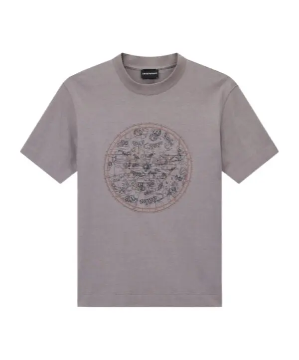 Emporio Armani Heavy Jersey T-shirt With Print And Eagle Hong Kong Capsule Collection - Grey