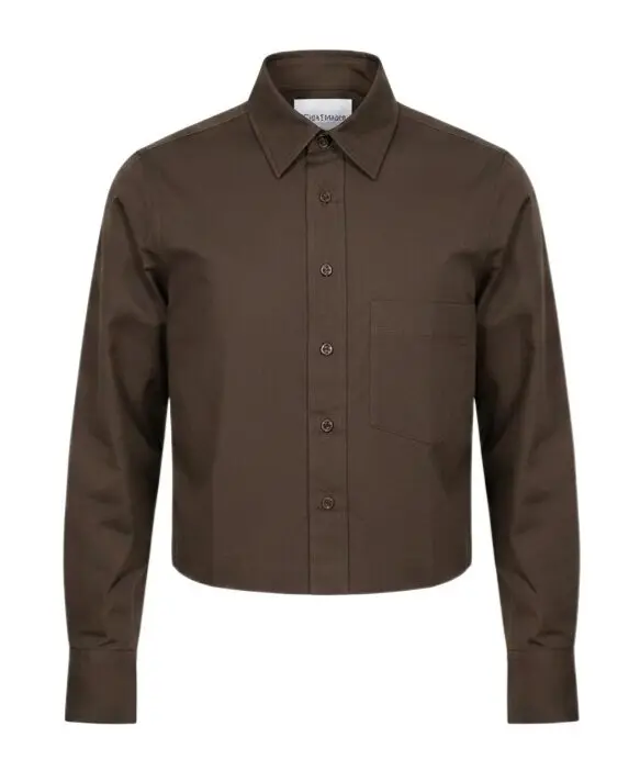 Closed Cropped Classic Shirt - Brown