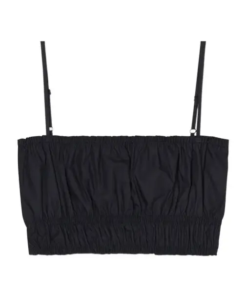 Closed Gathered-detail Crop Top - Black