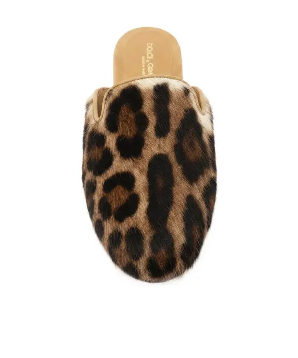 Dolce & Gabbana Leo Kid-leather Mules - Brown