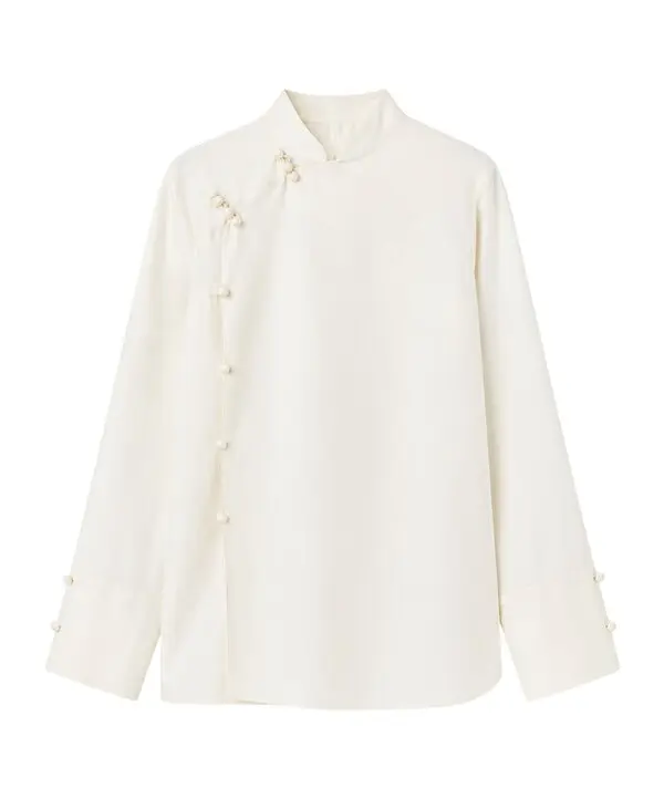 RÓHE Frog-fastening Wide-cuff Blouse - White