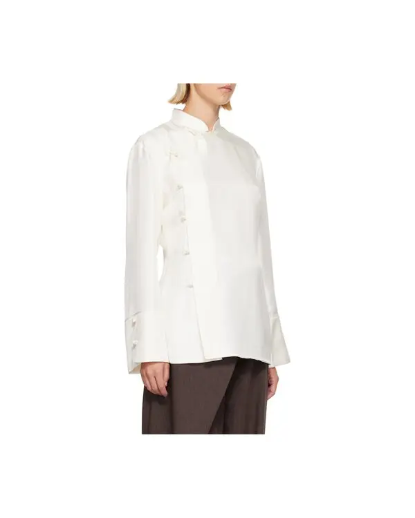 RÓHE Frog-fastening Wide-cuff Blouse - White