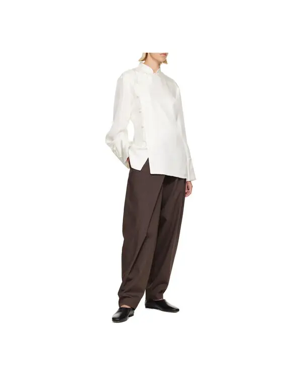 RÓHE Frog-fastening Wide-cuff Blouse - White