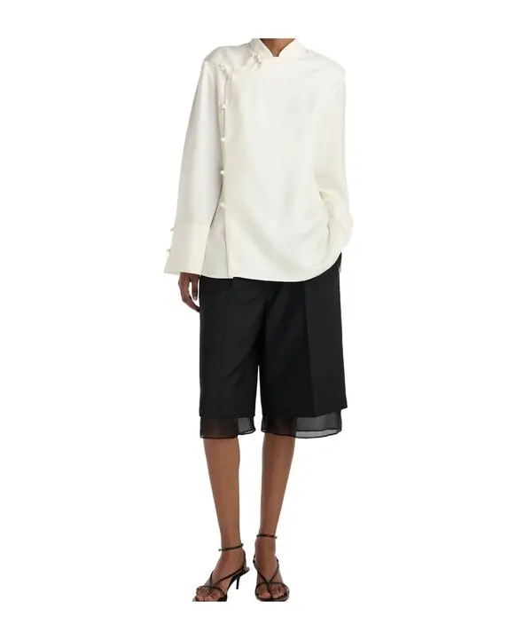 RÓHE Frog-fastening Wide-cuff Blouse - White