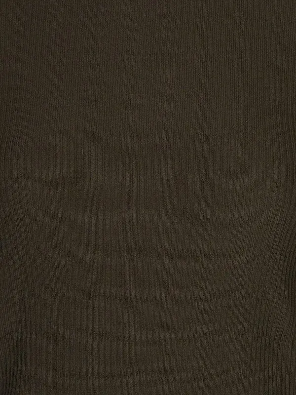 Max Mara Ribbed Crewneck Jumper With Gemstone Buttons - Khaki