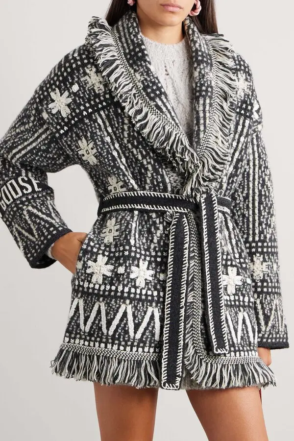 GOLDEN GOOSE Fringed Belted Cardigan