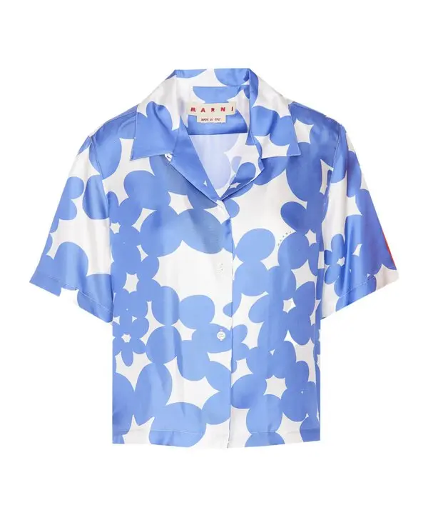 Marni Floral-printed Short-sleeved Shirt - Purple