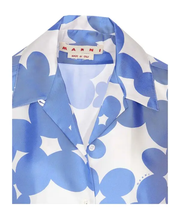 Marni Floral Print Short Sleeve Shirt - Purple