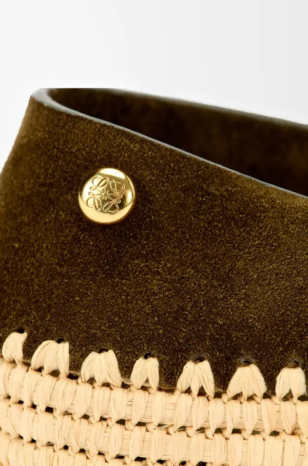 Loewe Rio Slipper In Suede And Raffia