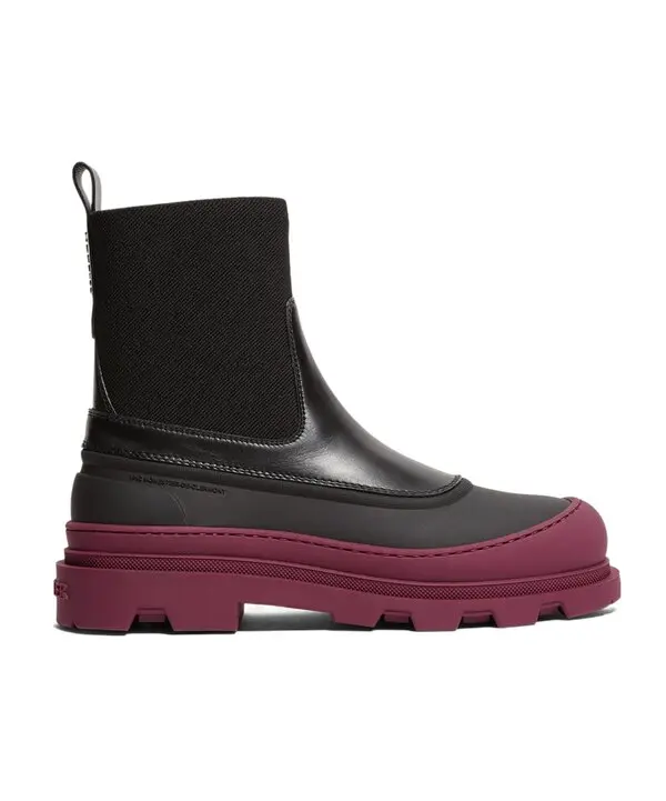 Moncler Vera Edge Leather Ankle Boots - Black