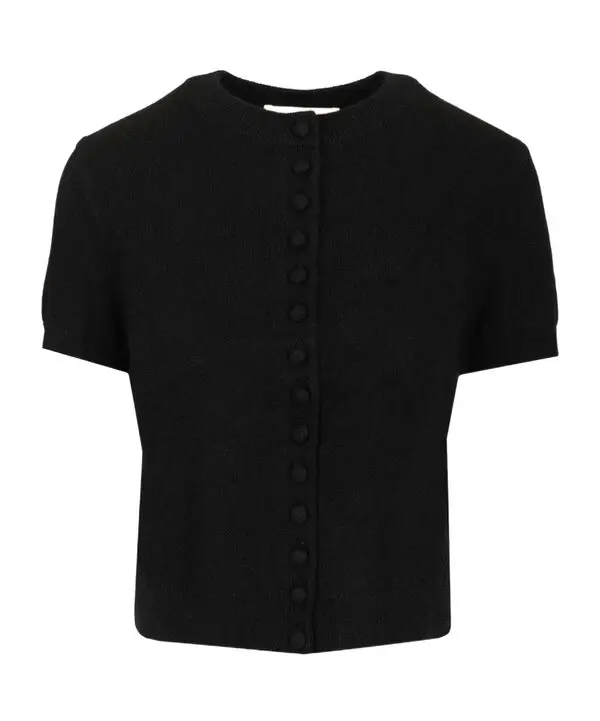 LISA YANG Short-sleeved Knitted Cardigan - Black