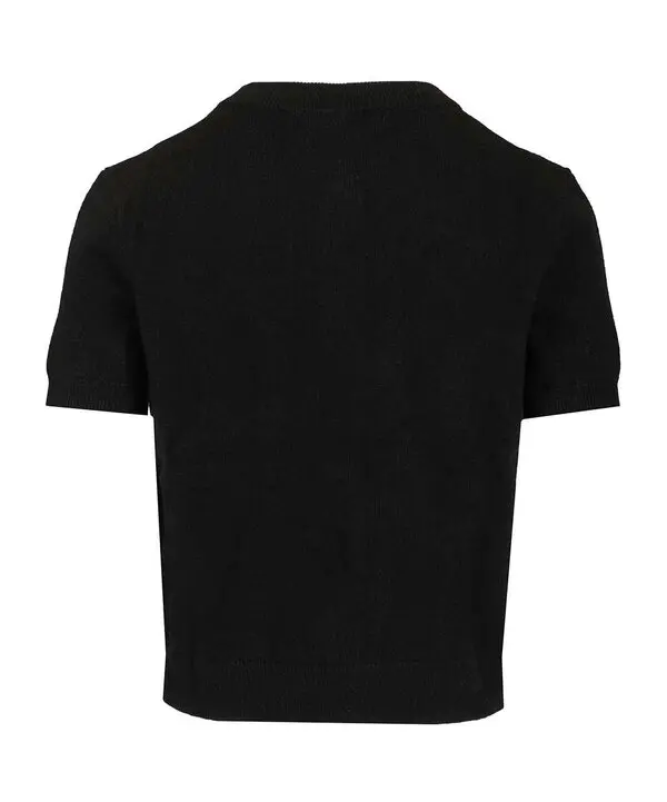 LISA YANG Short-sleeved Knitted Cardigan With Round Neck