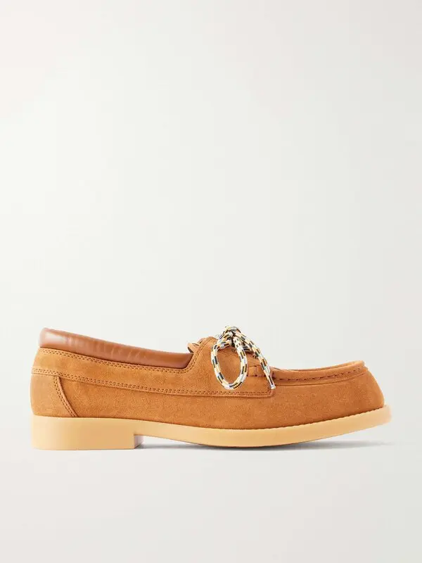 Bottega Veneta Fregat Leather-trimmed Suede Loafers - Brown
