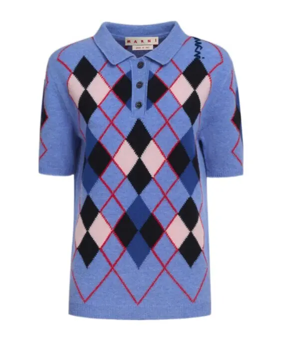 Marni Argyle Knit Polo Shirt