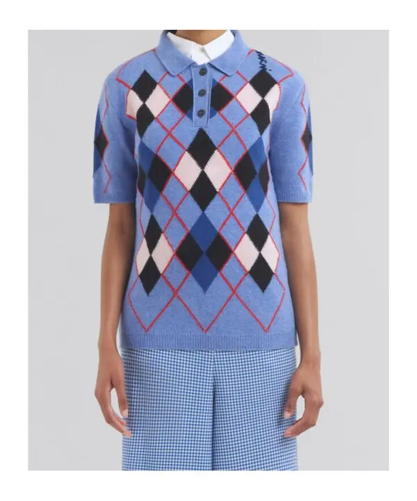 Marni Argyle Knit Polo Shirt
