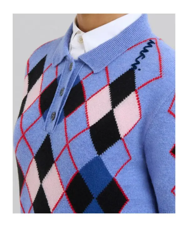 Marni Argyle Knit Polo Shirt