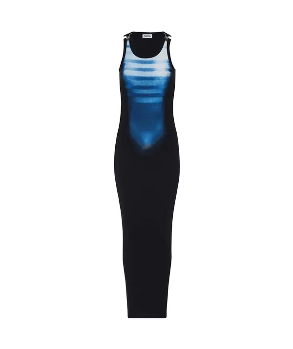 JEAN PAUL GAULTIER Swimsuit-print Sleeveless Maxi Dress - Black