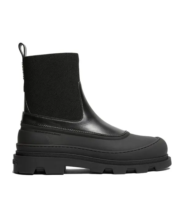 Moncler Vera Edge Leather Ankle Boots - Black