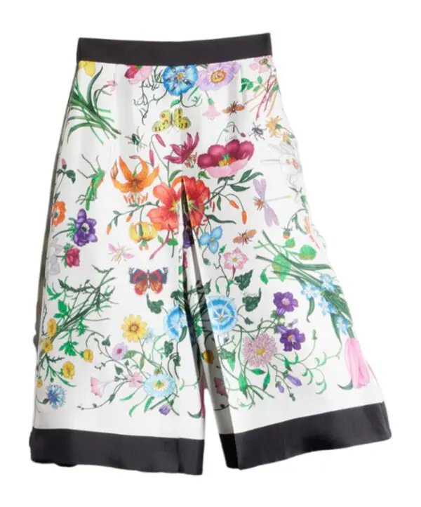 Gucci Allover Flora Print Silk Pants
